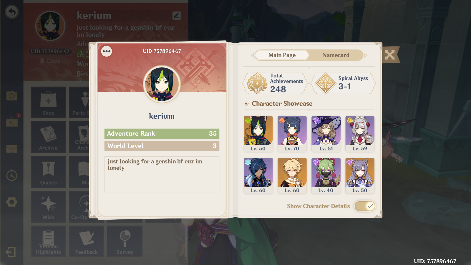 im kinda bored so have my uid on europe Genshin Impact | HoYoLAB