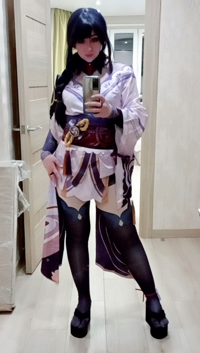 Fitting a Raiden costume and wig Genshin Impact | HoYoLAB