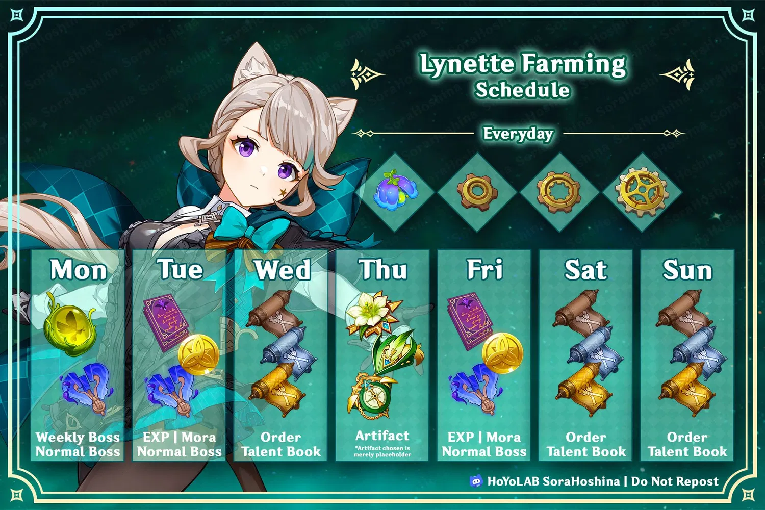 [V4.0] Lynette Materials Infographic & Farming Schedule Genshin Impact | HoYoLAB