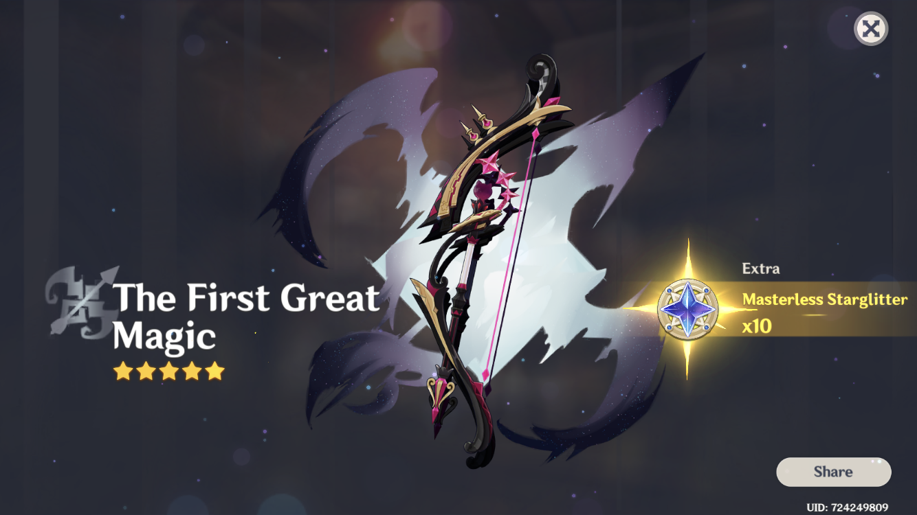 First time getting a five star from the weapon banner and it’s lyney’s ...