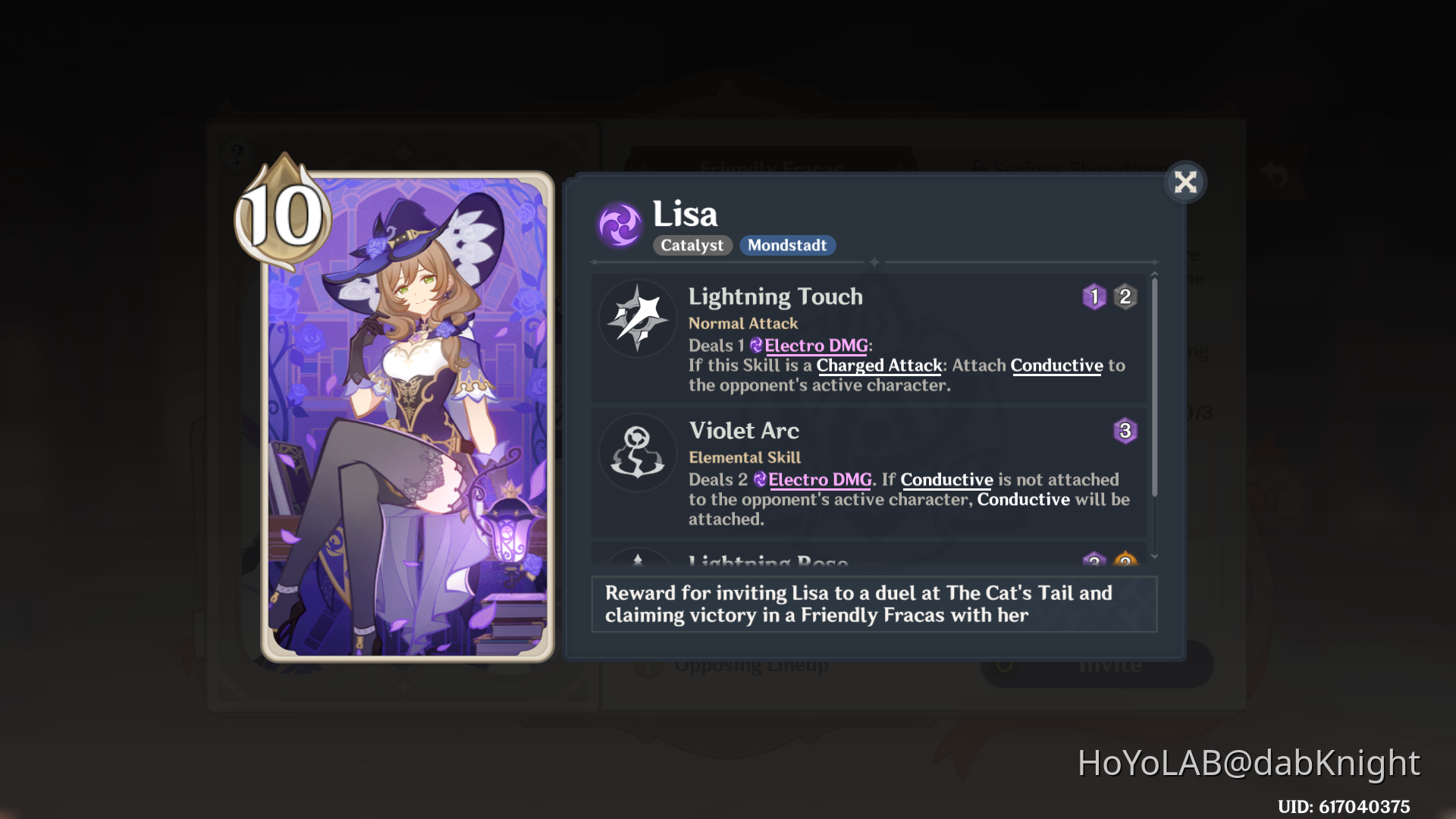 Lisa's card Genshin Impact | HoYoLAB