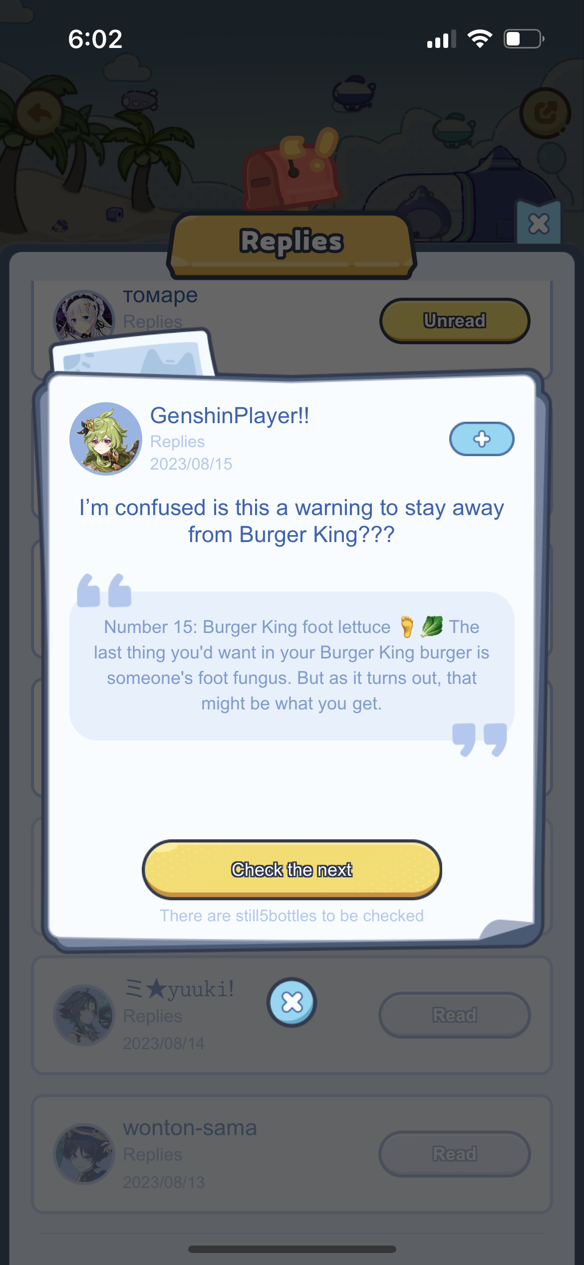 Number 15: Burger King Foot Lettuce Genshin Impact | HoYoLAB