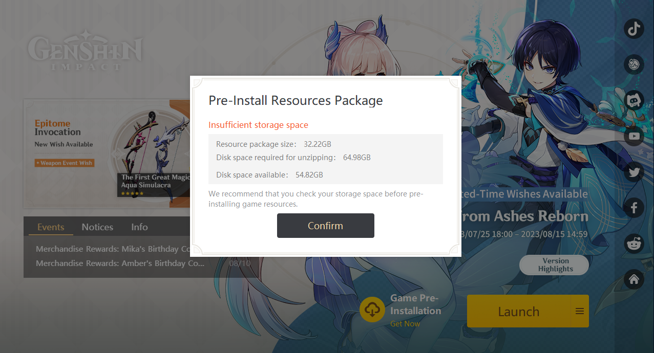 Genshin Impact new update file size PC download size: 33 GB Mobile ...