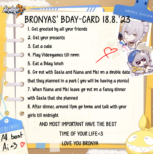HAPPY BIRTHDAY BRONYA-CHAN ALL THE BEST REGARDS TO YOU Honkai Impact ...