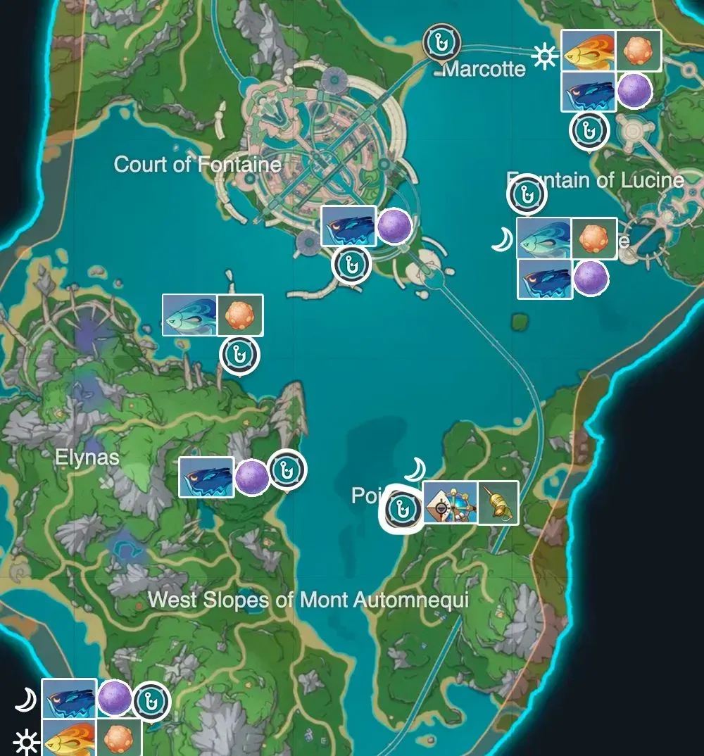 Guide map for the new fishing Sword Genshin Impact | HoYoLAB