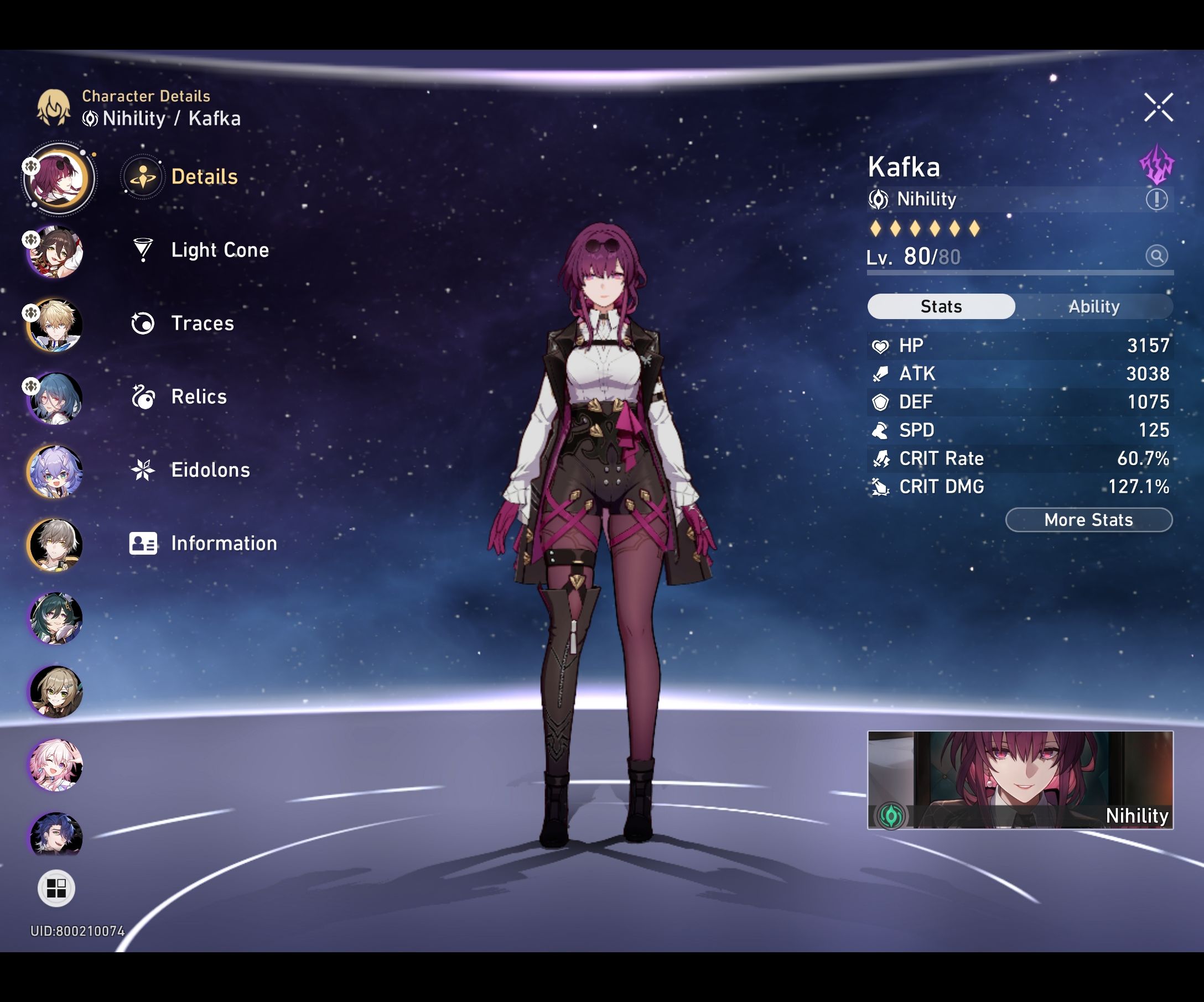 Finally managed to get 1:2 ratio on my crit kafka Honkai: Star Rail ...