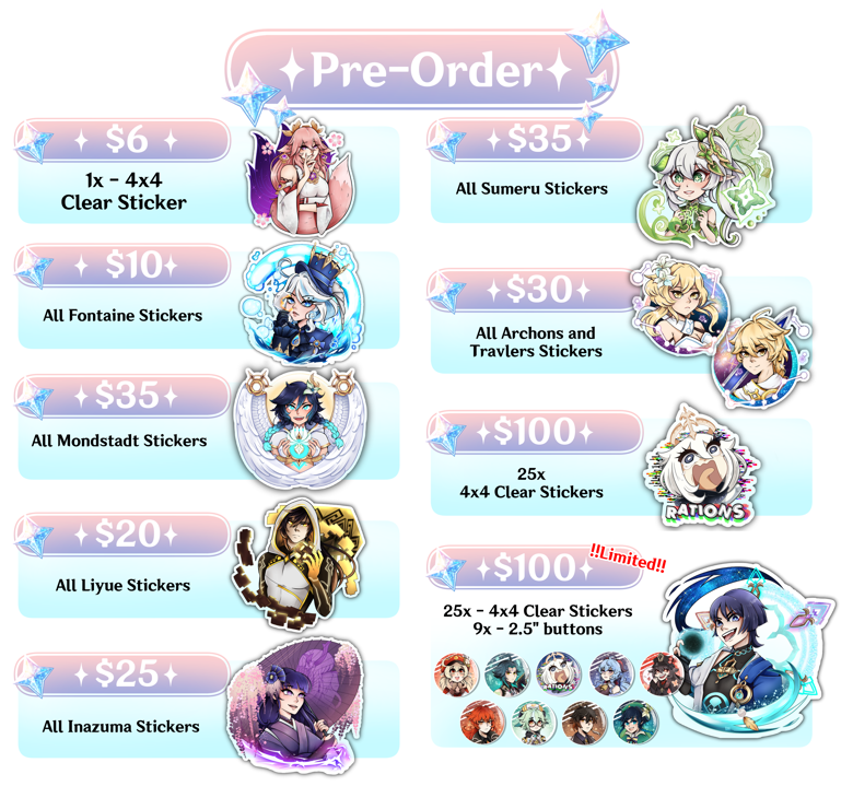 Genshin Sticker Preorders: 25 characters Genshin Impact | HoYoLAB