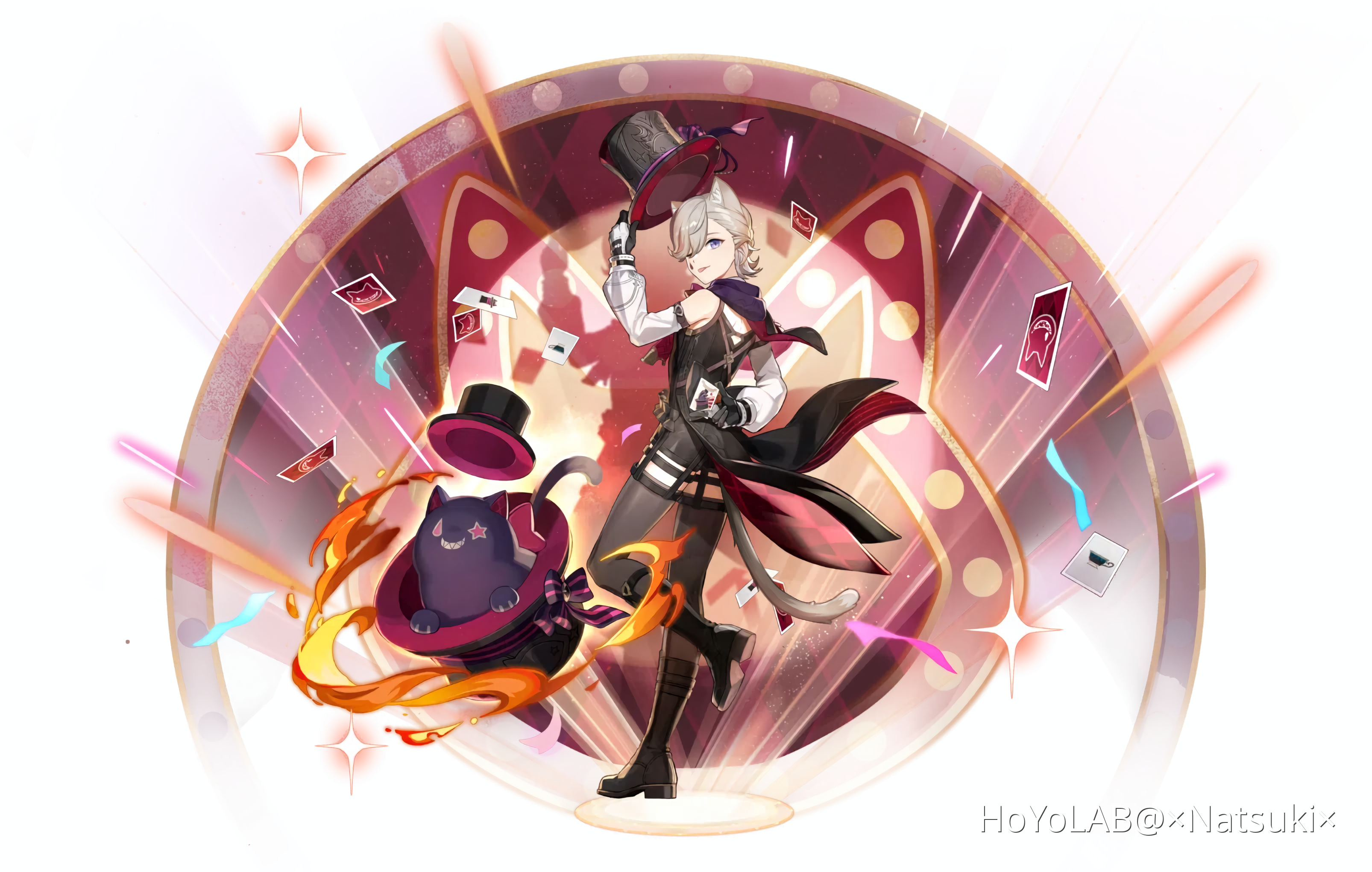 Lyney with cat ears and tail Genshin Impact | HoYoLAB
