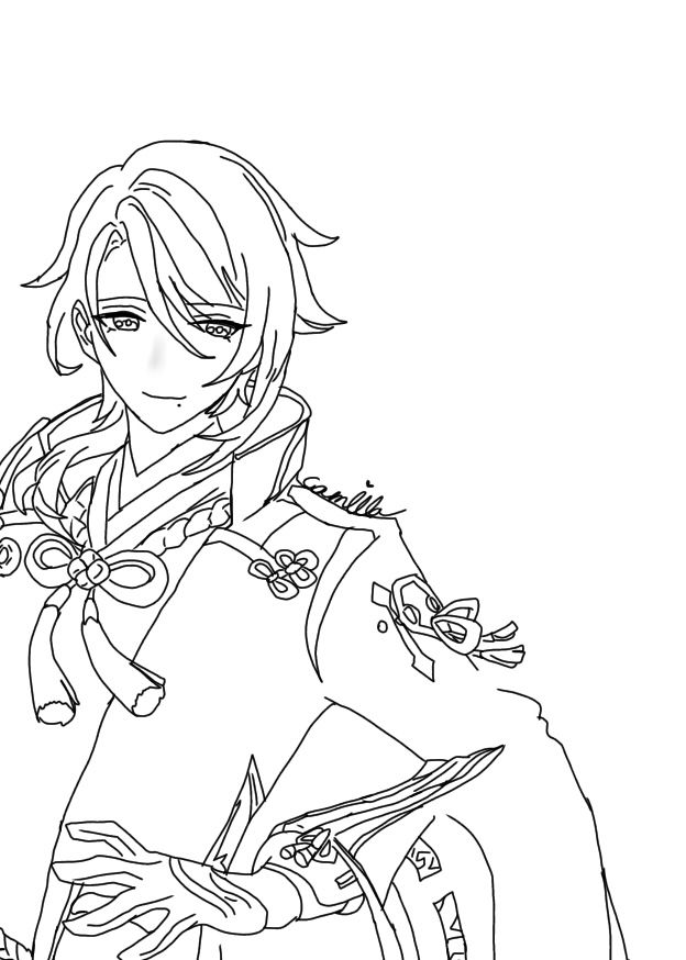 Ayato drawing (free handed) -for user_350798925 Genshin Impact | HoYoLAB