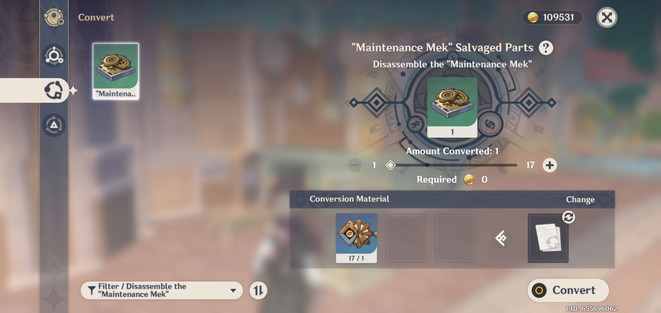 You can convert the Mek fish to materials Genshin Impact | HoYoLAB