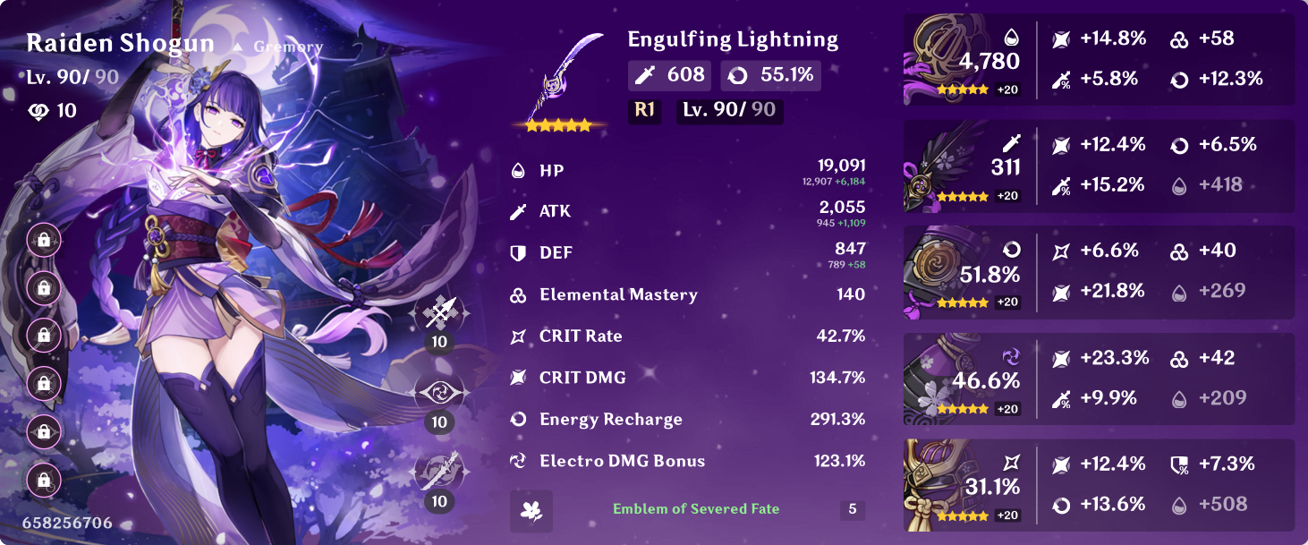 How’s my Raiden? Just finally got a good er piece for her Genshin ...