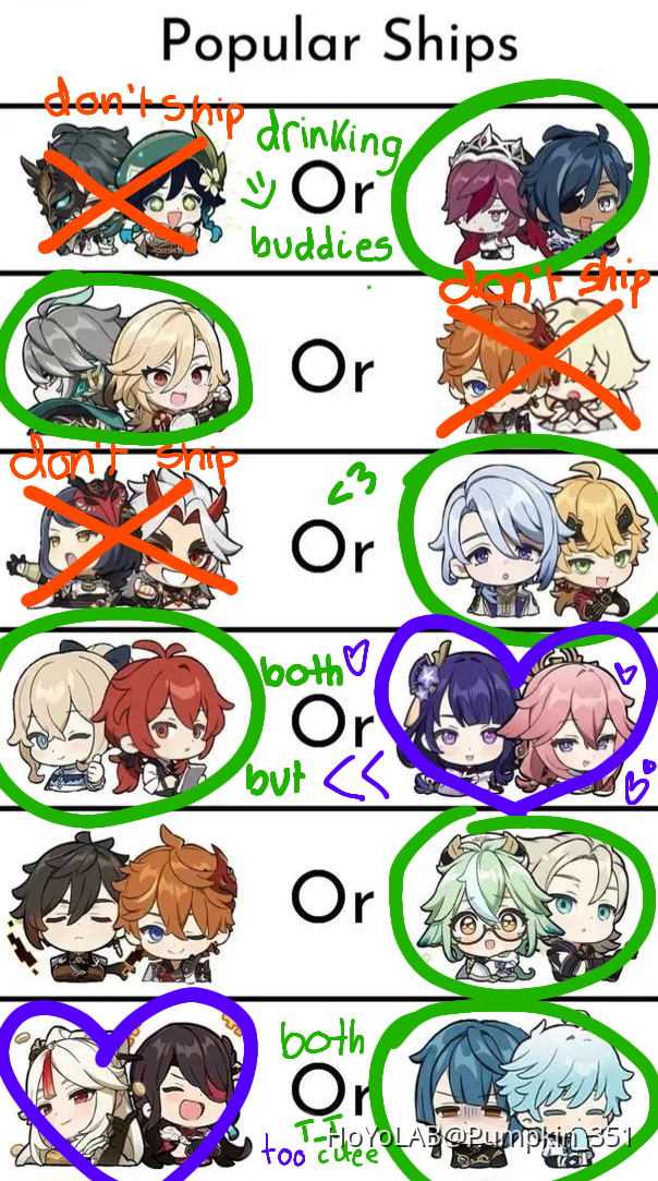 Popular Ships (This or That) :) Genshin Impact | HoYoLAB