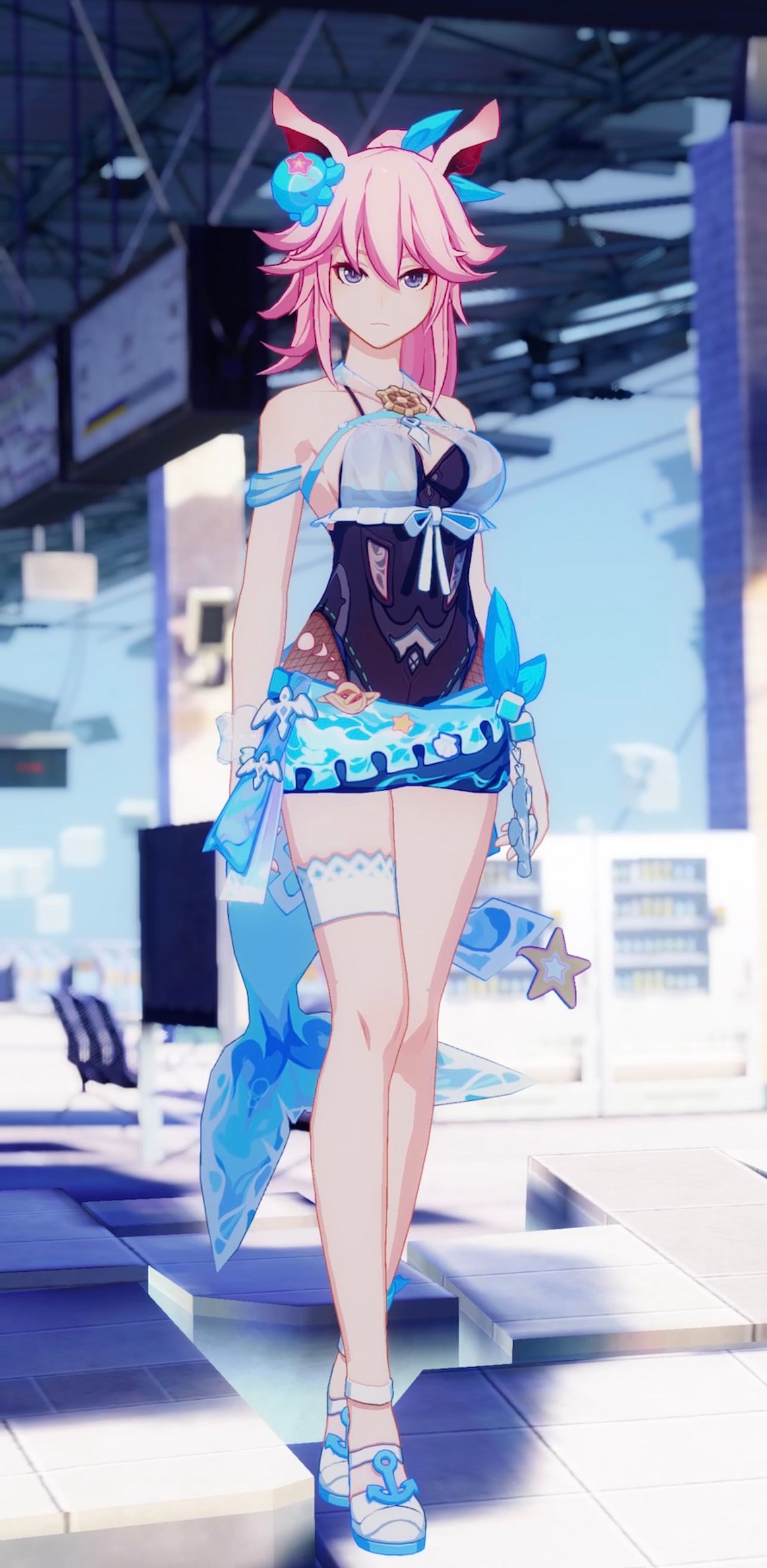 Beautiful Yae Sakura in her new summer outfit 🐬🌸 Honkai Impact 3rd ...