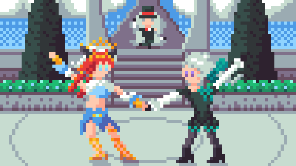 Nilou teaching Lynette how to dance (Pixel Art) Genshin Impact | HoYoLAB