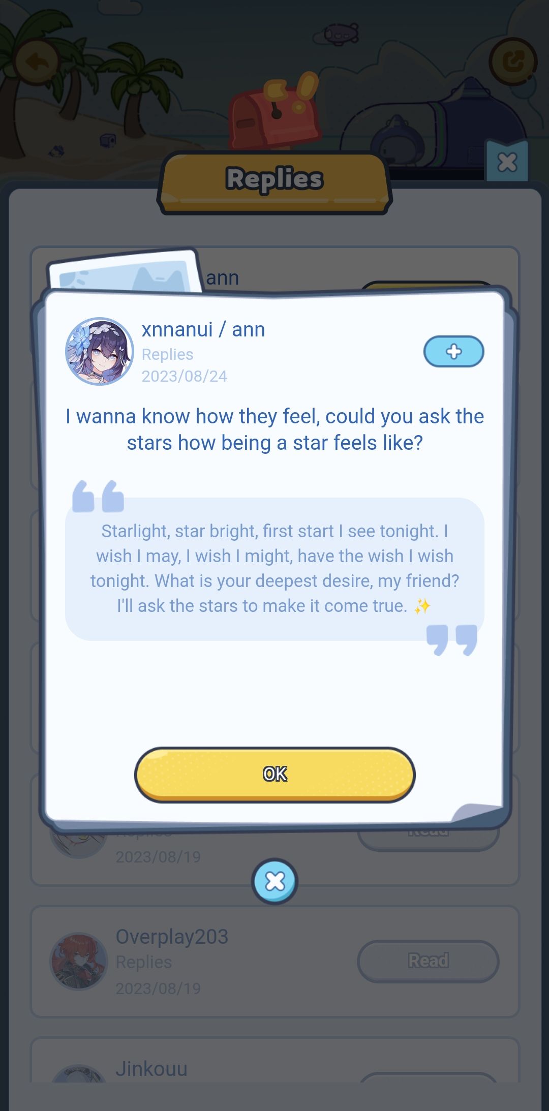 The stars have written their reply. | HoYoLAB