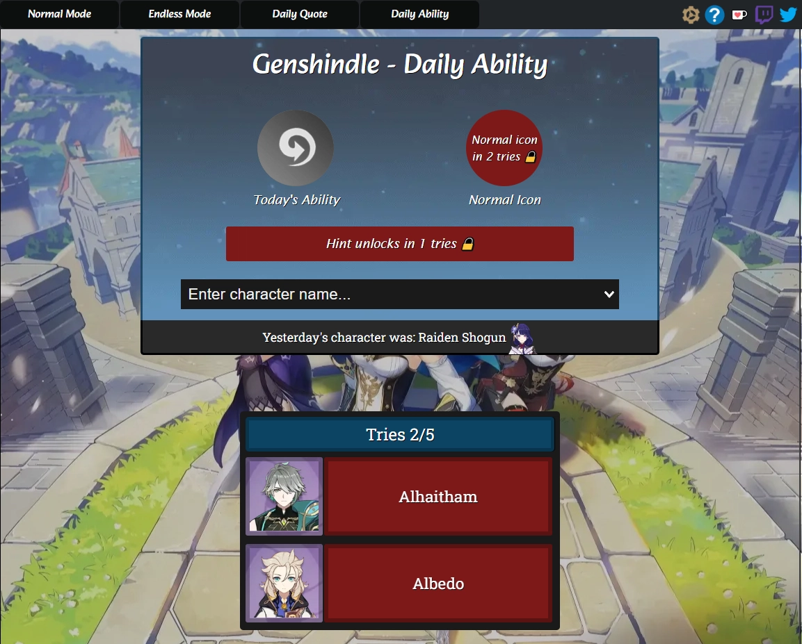 Genshindle - Wordle game with Genshin Impact characters Genshin Impact ...