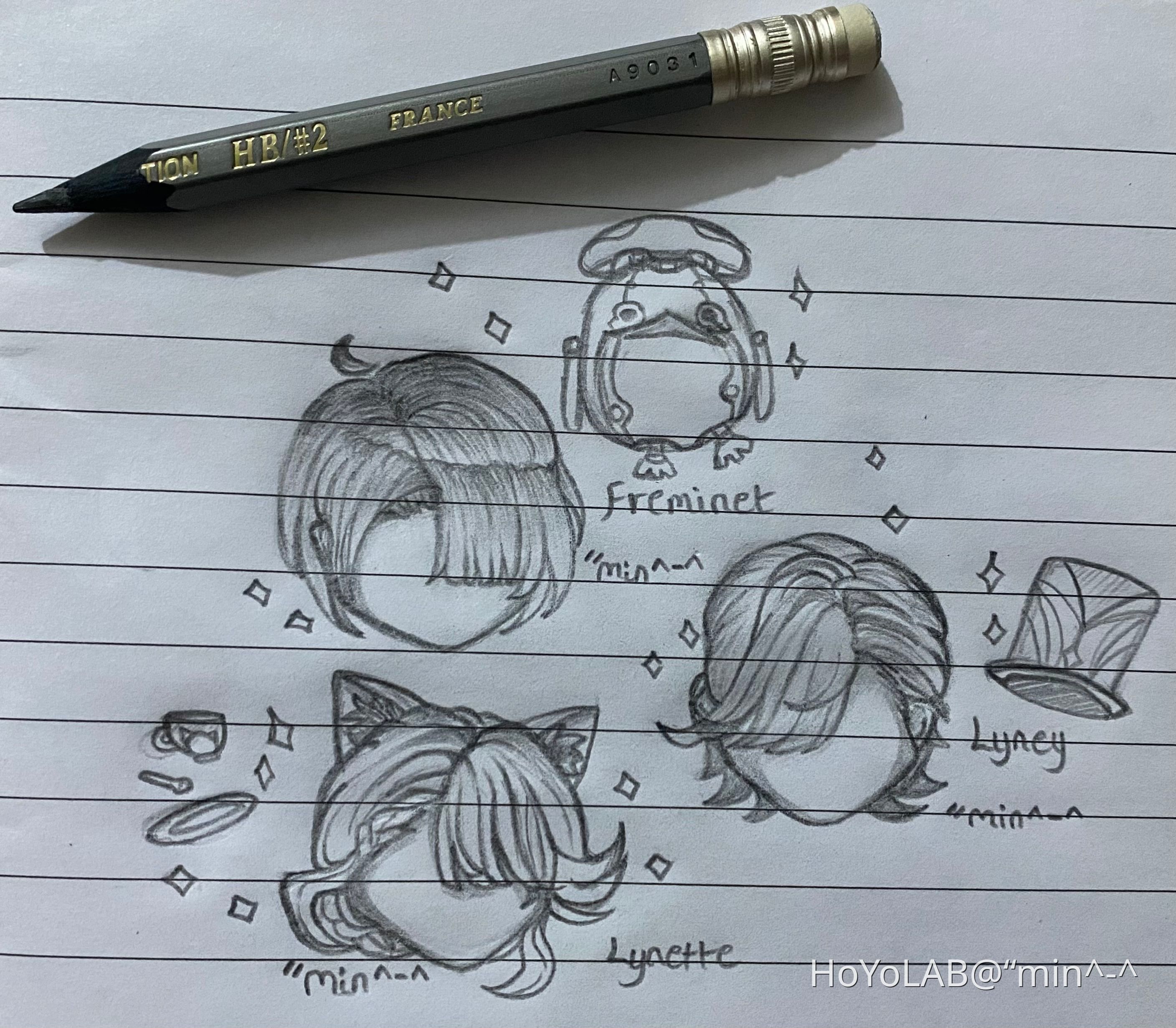 Freminet, Lyney & Lynette hair sketches!!~ Genshin Impact | HoYoLAB