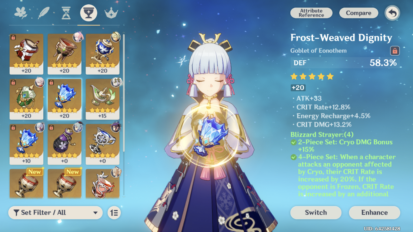 Cryo damage w awful sub stats OR Def w crit rate/damage sub stats ...