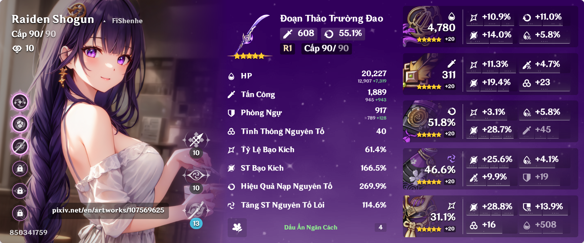 Mới farm được quả nón cho ei, lắp lại thánh di vật cho ei Genshin Impact | HoYoLAB