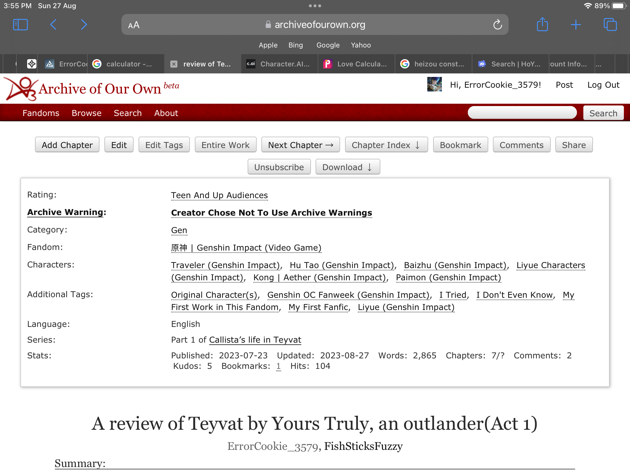 5 kudos, 100+ hits and 1 bookmark! | HoYoLAB