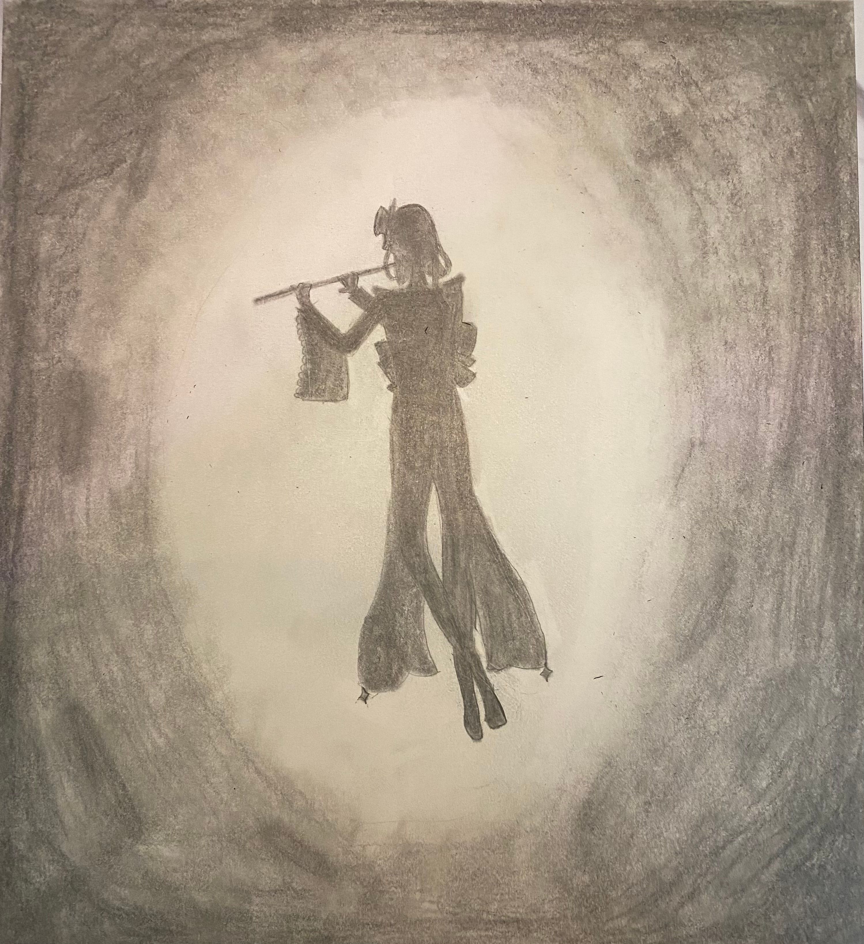 Raiden playing flute silhouette Genshin Impact | HoYoLAB