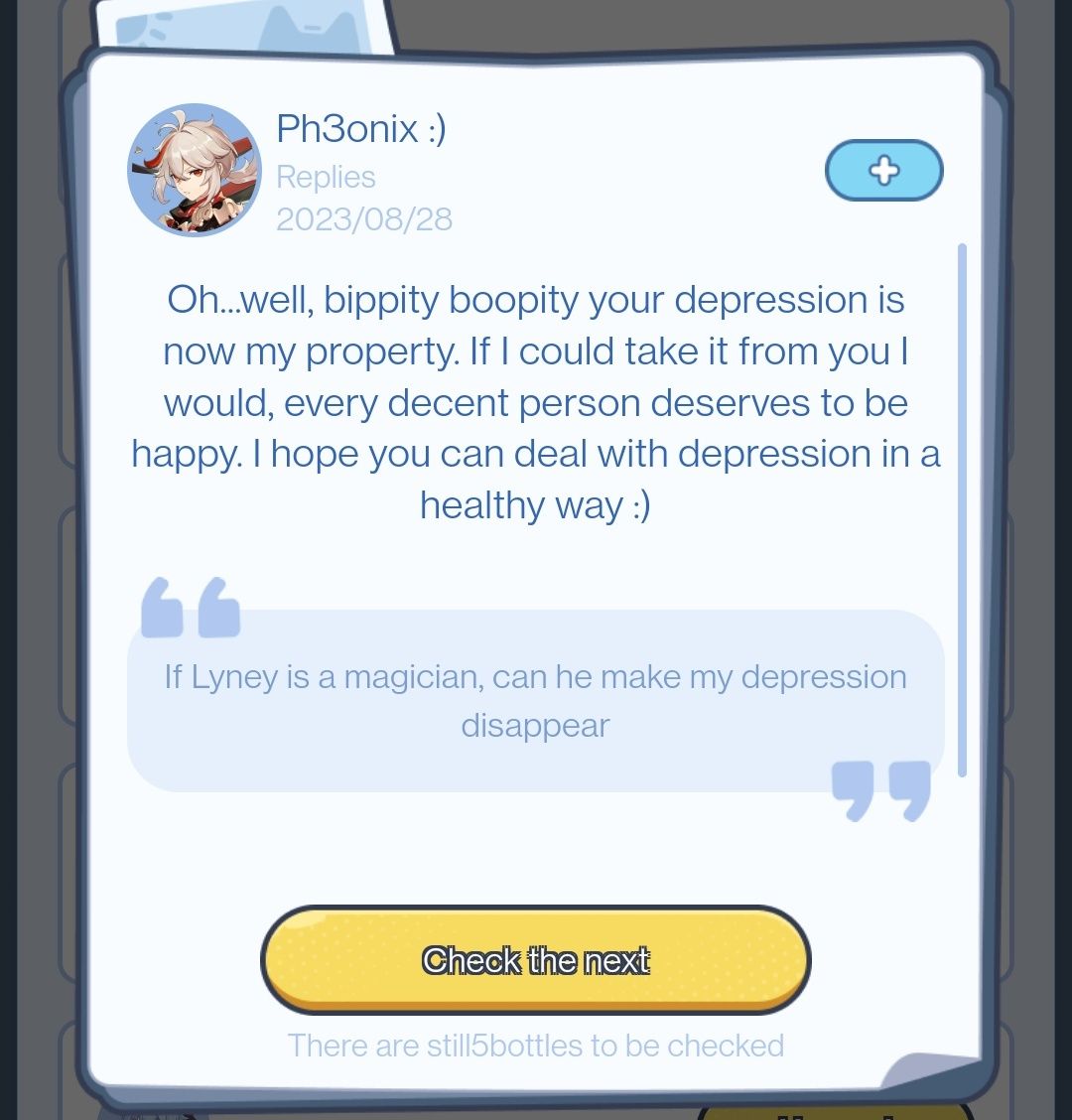 more BottleMi nonsense that matches the pfp | HoYoLAB