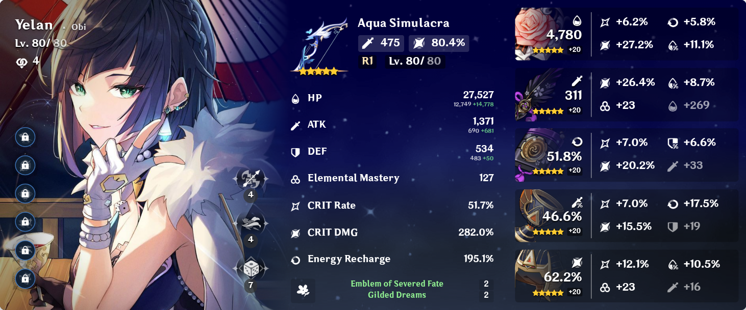 My Yelan build Genshin Impact | HoYoLAB