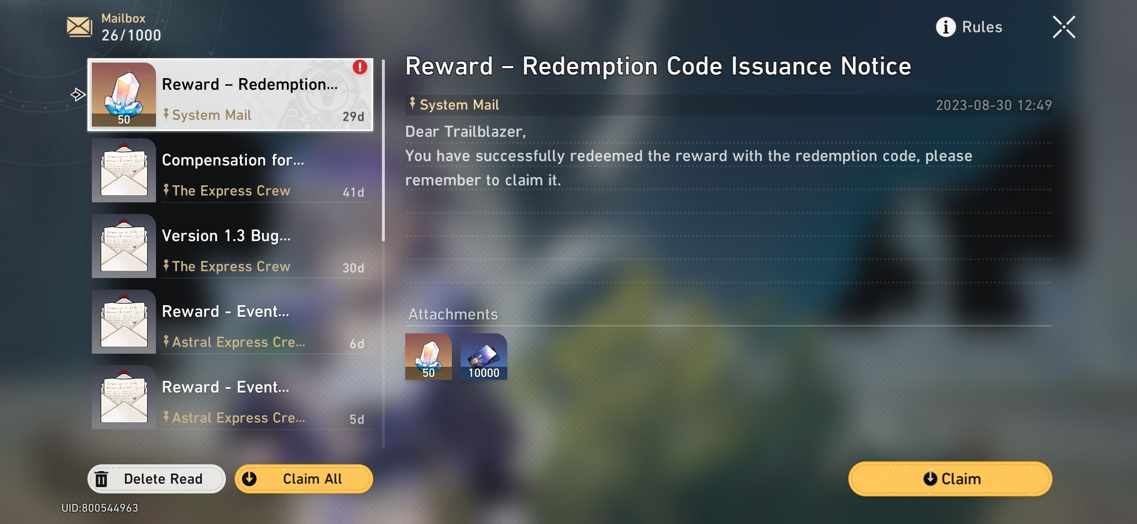 redeem code for Honkai Star rail 8/30 Honkai: Star Rail | HoYoLAB