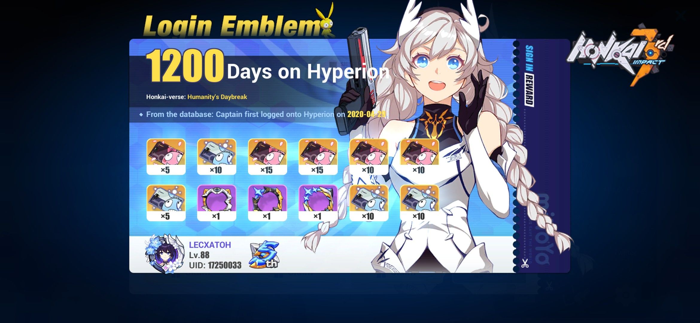 1200th Day on Hyperion Honkai Impact 3rd | HoYoLAB