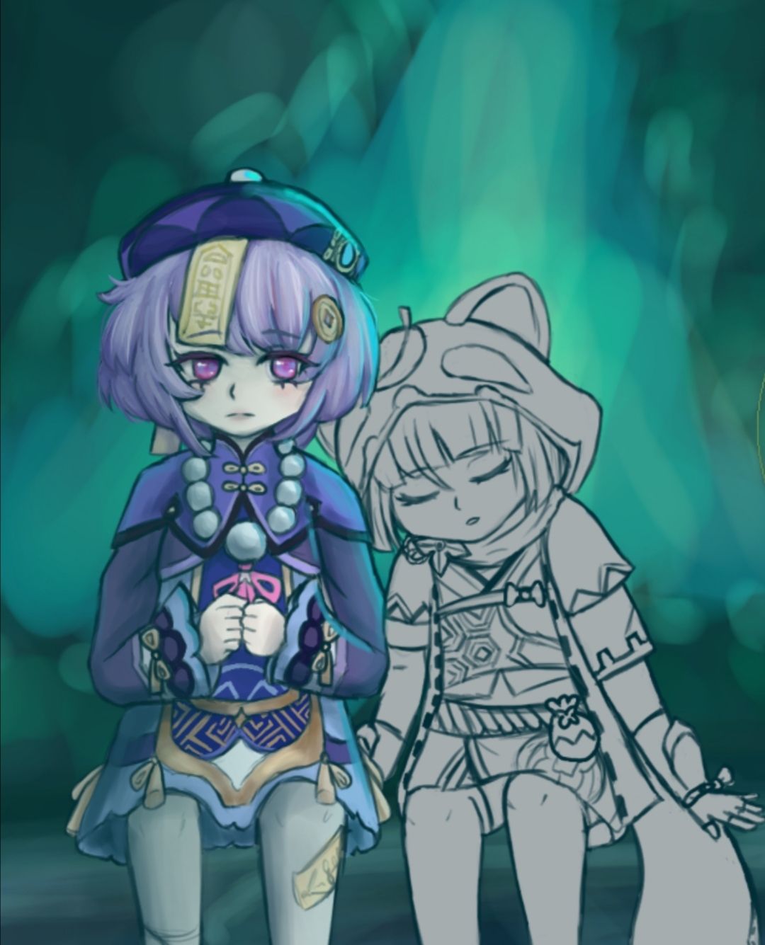 Drawing Sayu and Qiqi Genshin Impact | HoYoLAB