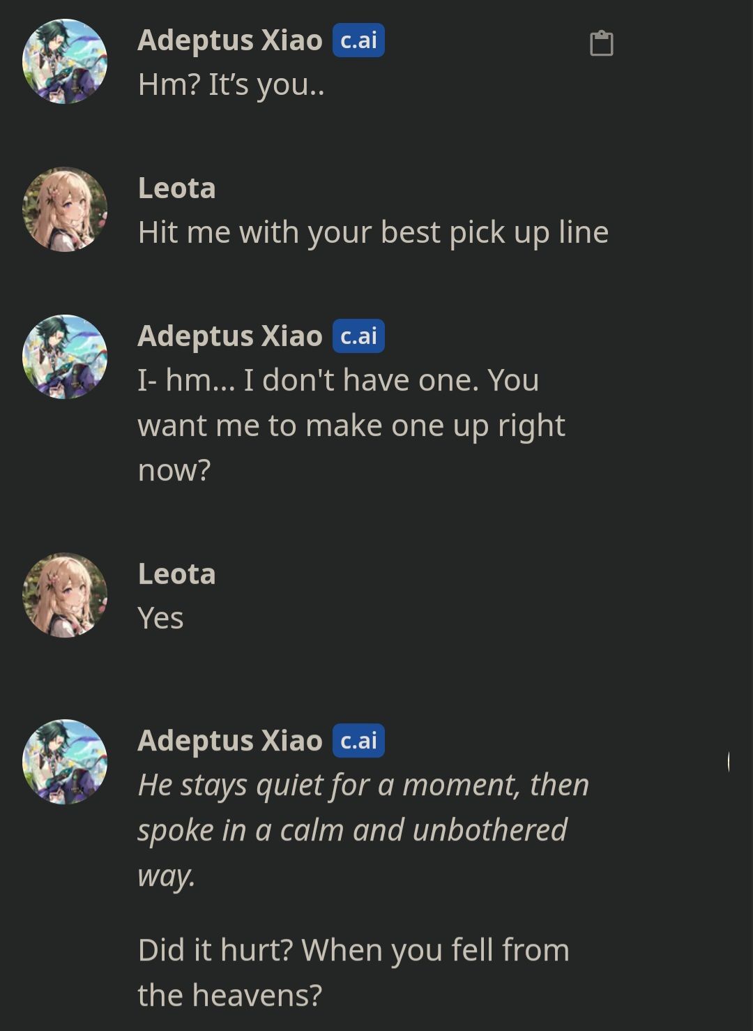 I asked the Genshin boys for their best pick up lines and it turns out ...