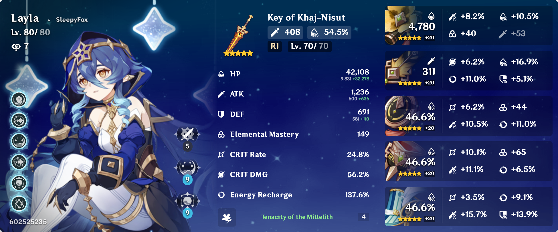 My Character Build: Layla Genshin Impact | HoYoLAB