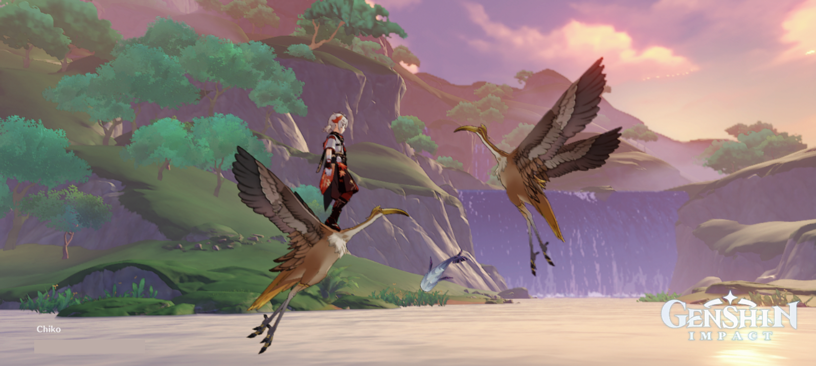 This is so scenic (although a little cruel for the birds haha) Genshin ...