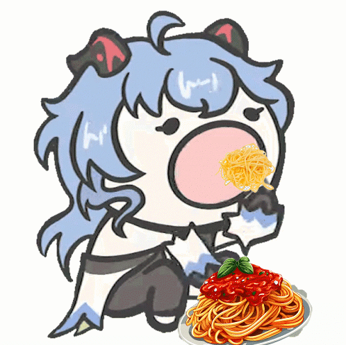 Ganyu eating spaghetti instead of Qingxin flower Genshin Impact | HoYoLAB