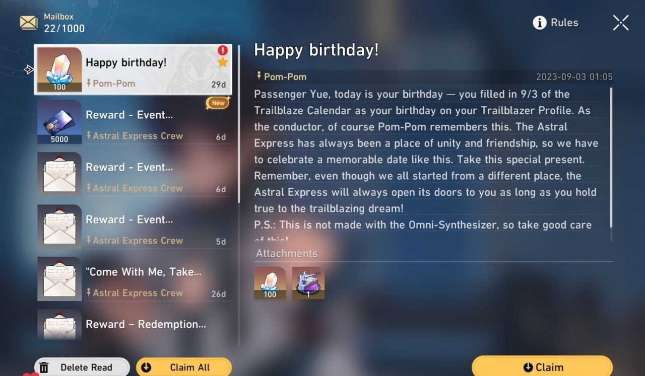 My birthday Honkai: Star Rail | HoYoLAB