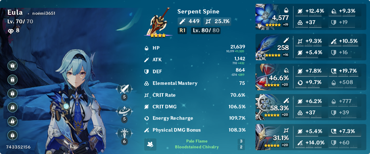 this is my eula build I try to get her more crit dmg and atk Genshin ...