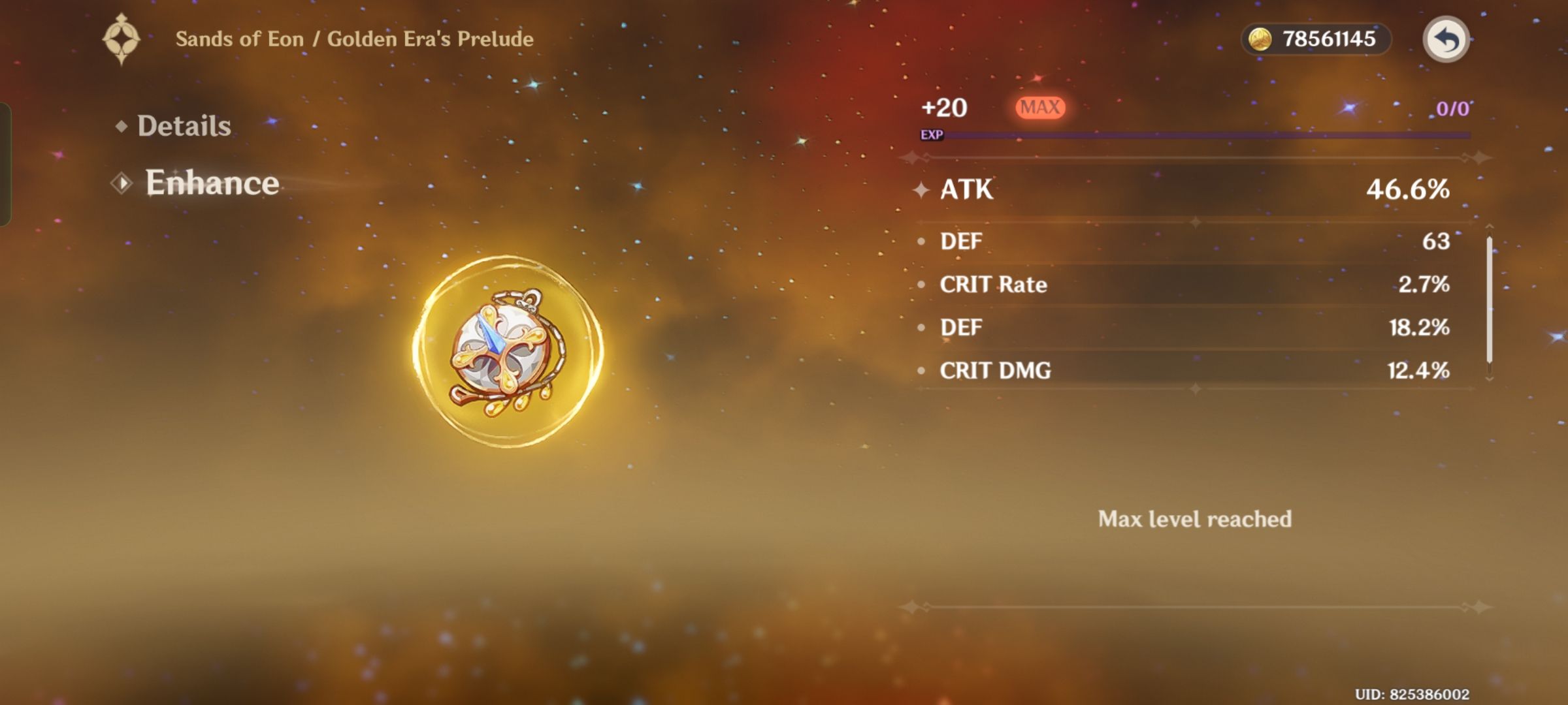 First Atk% Golden Troupe Timepiece with Double Crit Stats Genshin ...