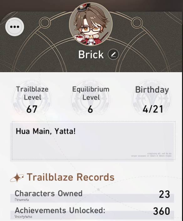 Trailblazer Profile Progress Honkai: Star Rail | HoYoLAB