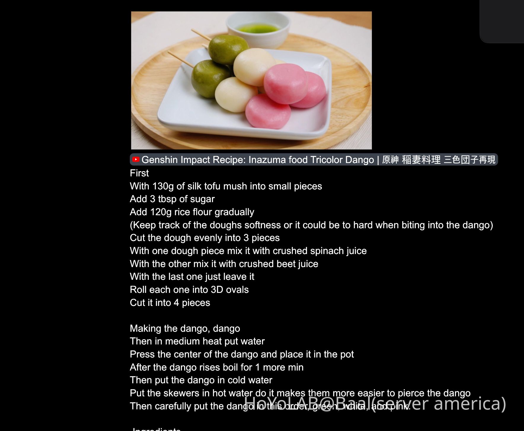 Dango Recipe Genshin Impact | HoYoLAB