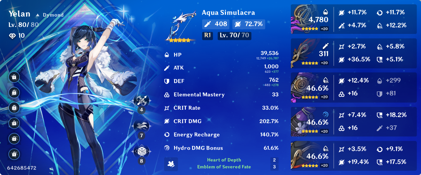 Yelan builds as of rn Genshin Impact | HoYoLAB