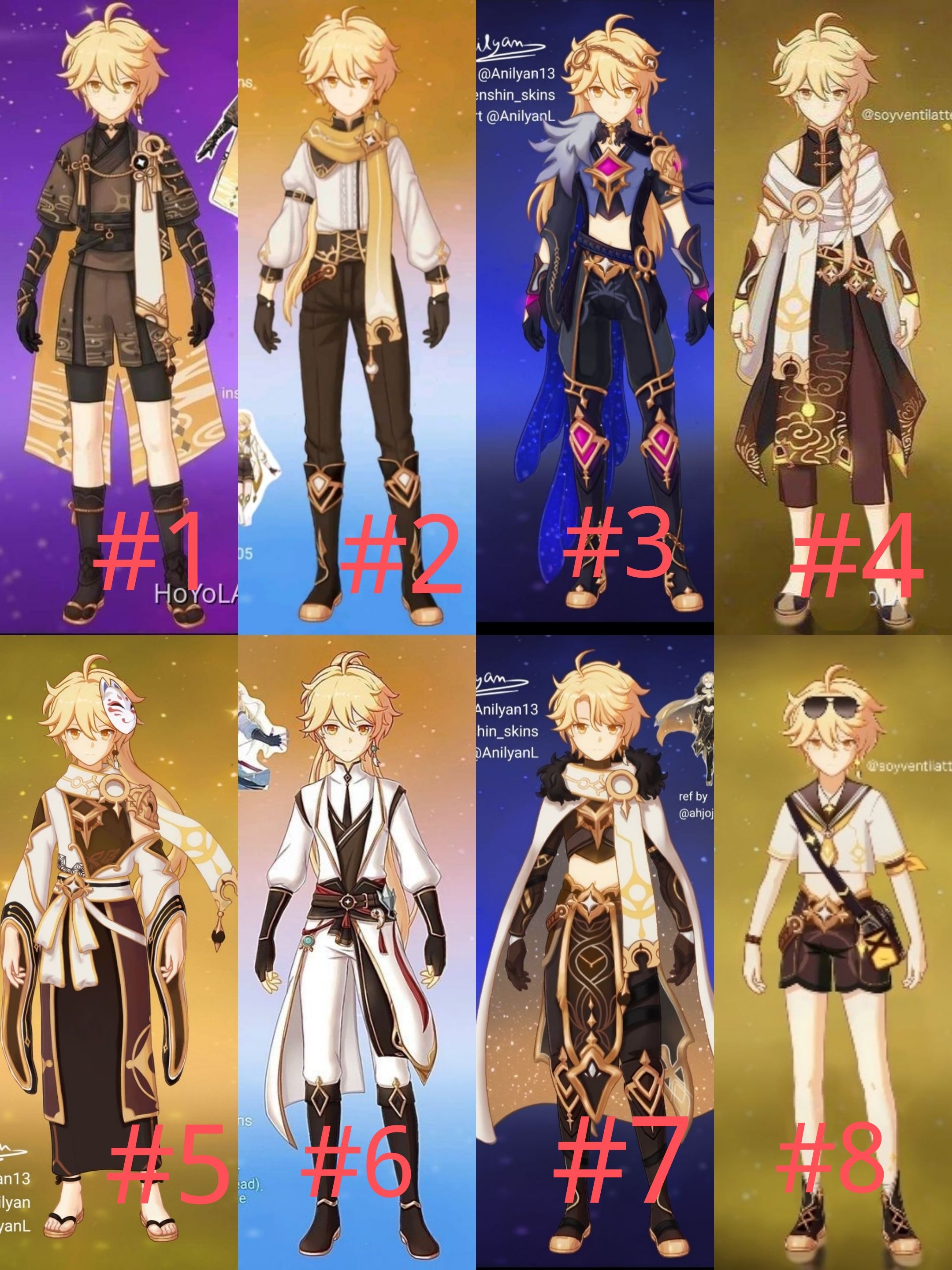 ‼️‼️‼️‼️‼️ Votez pour le skin que vous préférez pour Aether ! Genshin ...