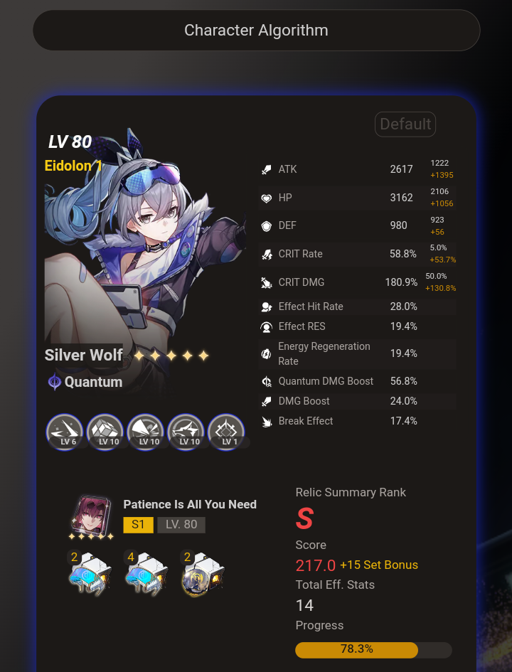 Current Main DPS Silver Wolf Build (basically finished until I get ...