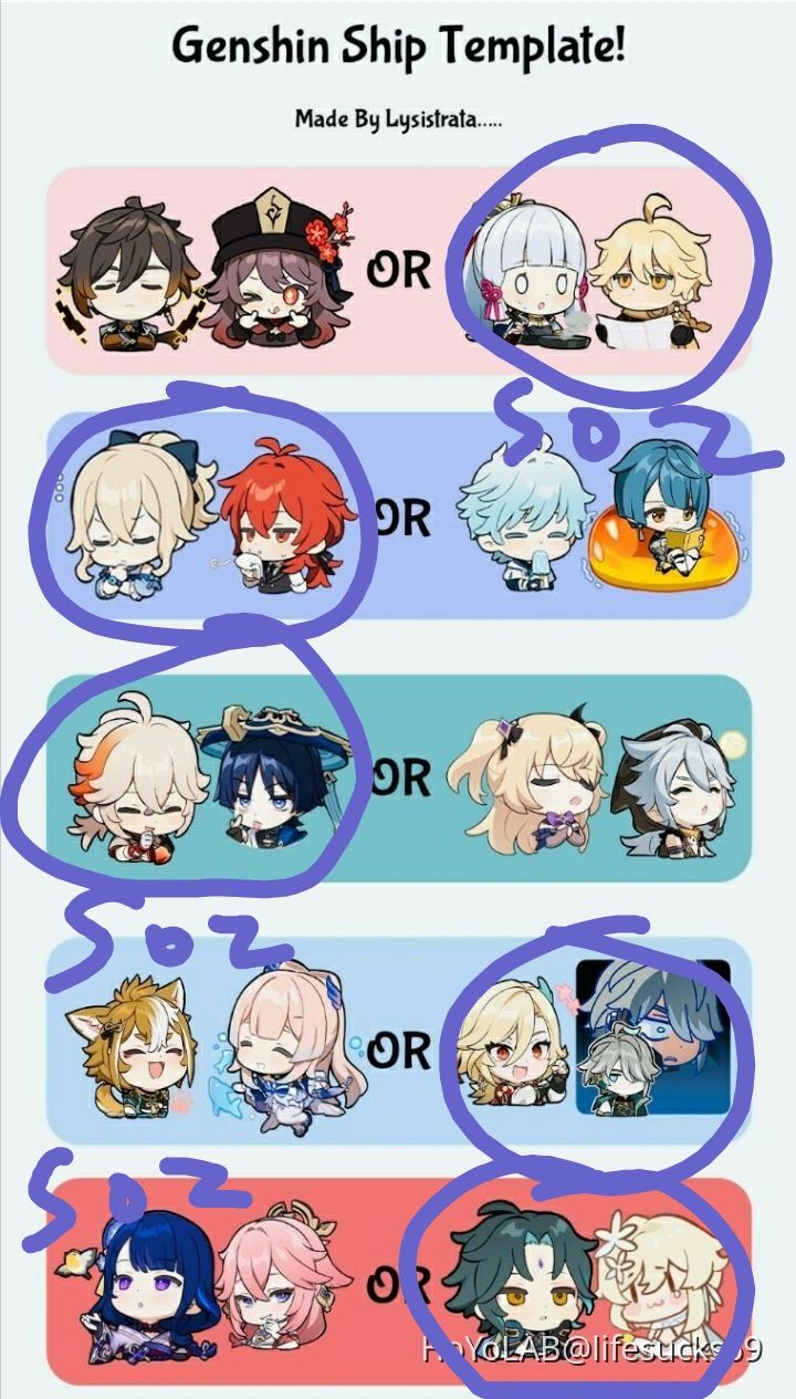 Choose genshin ships! 😘 Genshin Impact | HoYoLAB