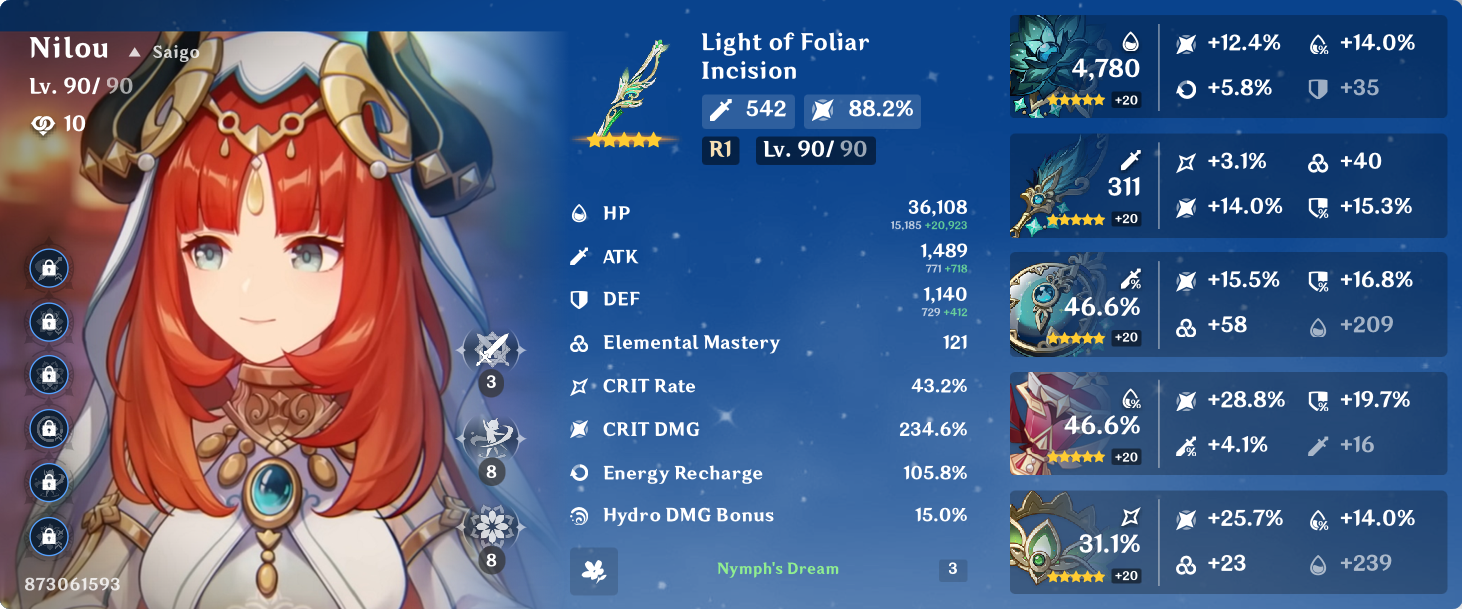 (incompleted) nilou build Genshin Impact | HoYoLAB