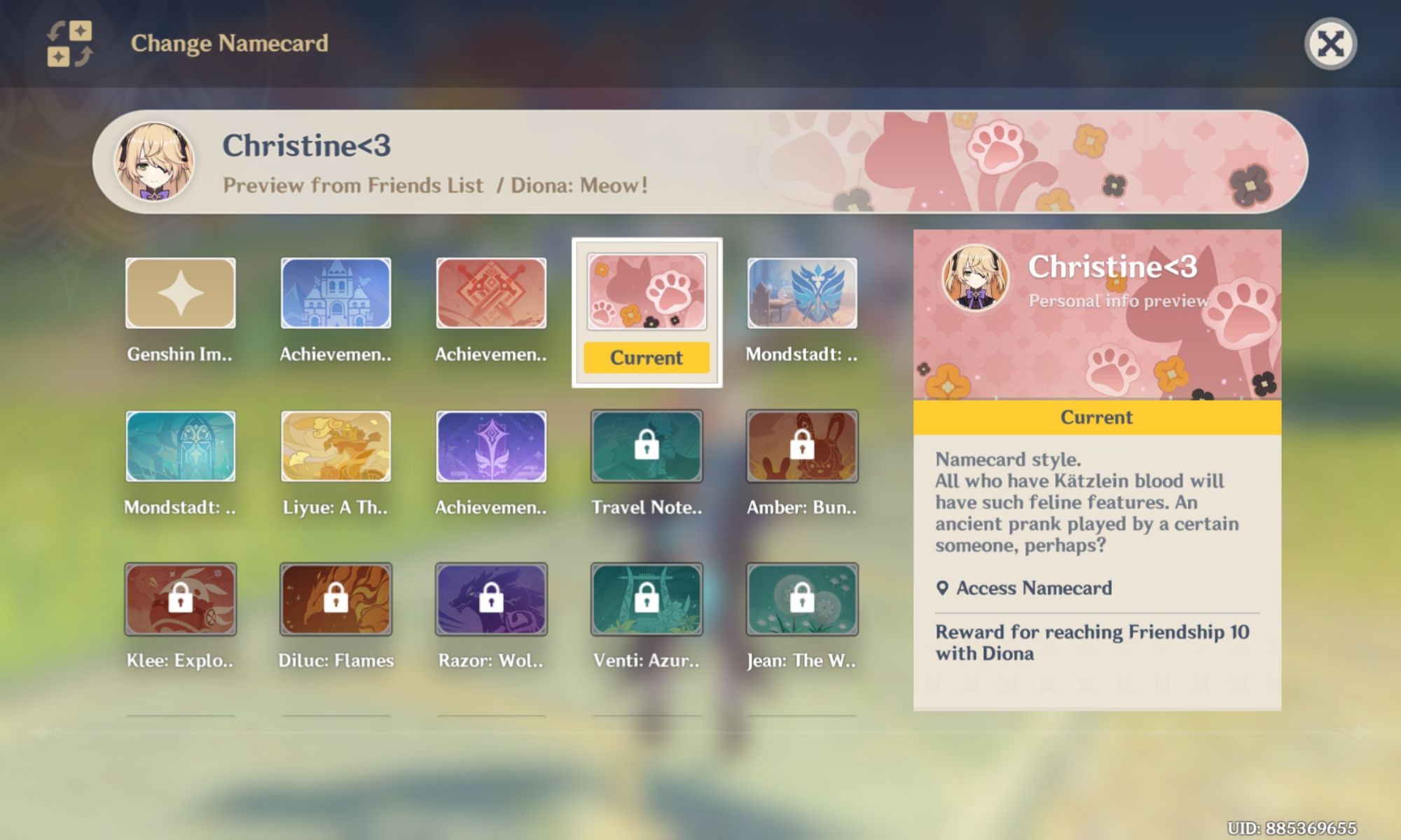 I finally reached friendship 10 w/ Diona!! Genshin Impact | HoYoLAB