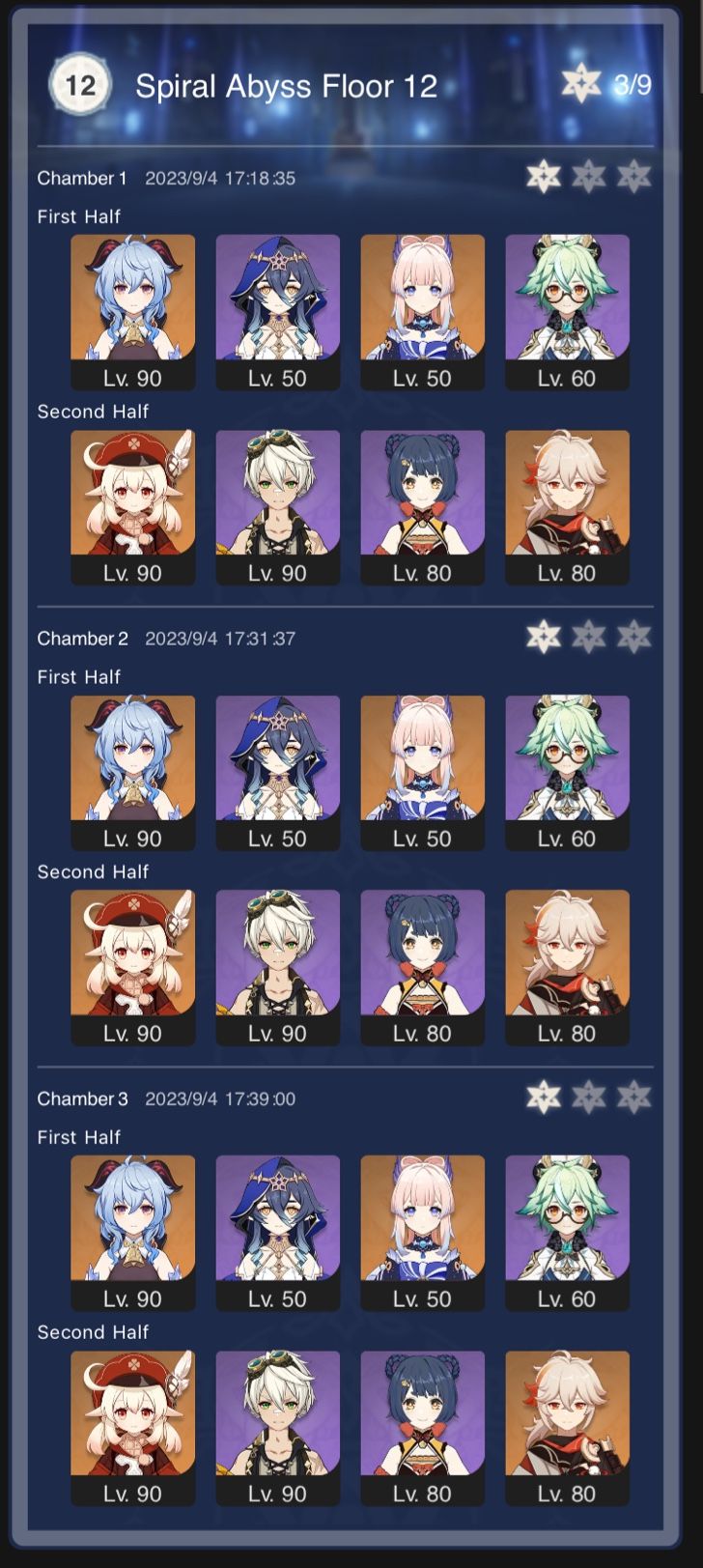 Got 3 stars on Chamber 12! Genshin Impact | HoYoLAB