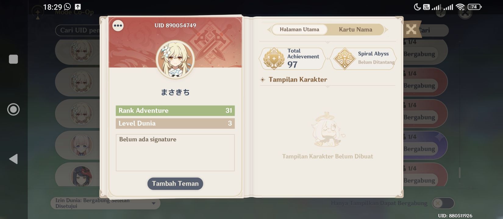 selamat mencoba(bukan uid ku) Genshin Impact | HoYoLAB