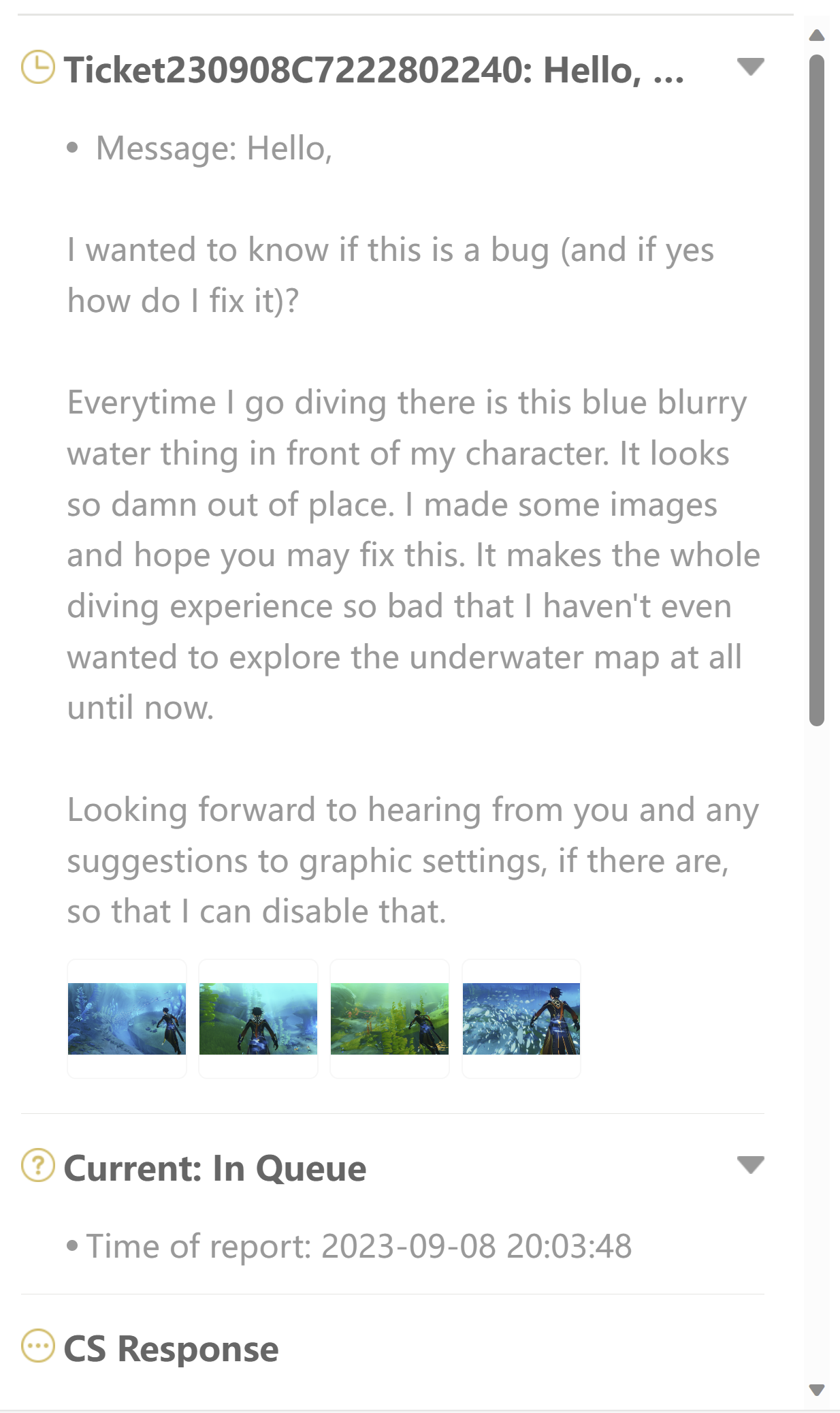 Me playing innocent and asking CS to fix this "bug". [Update: End ...