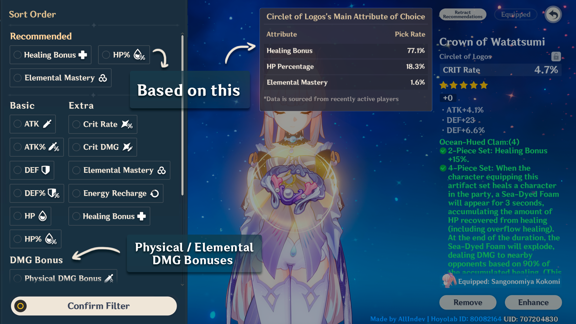 Trying to improve the artifact sort order menu Genshin Impact | HoYoLAB
