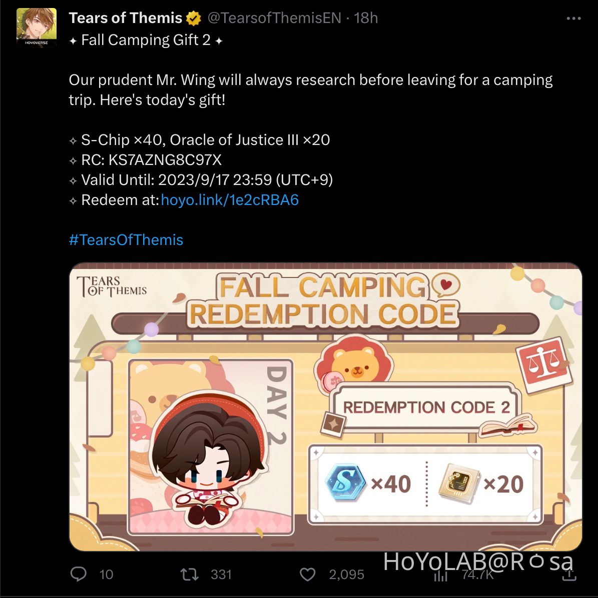 Second redemption code Tears of Themis | HoYoLAB